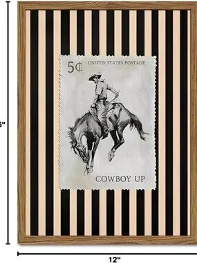 Other | Vintage Western Wall Art Rodeo Cowboy Horse Postage Wall Decor ...